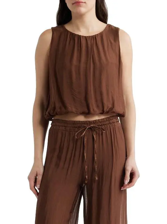 Deluc Strada Bubble Sleeveless Top - Chocolate
