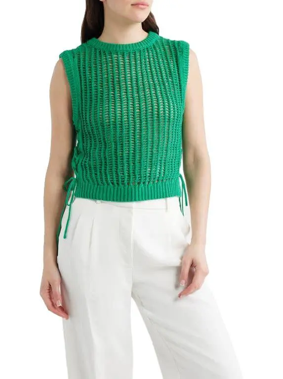 Deluc Lipari Cinched Open Stitch Sweater Vest - Green