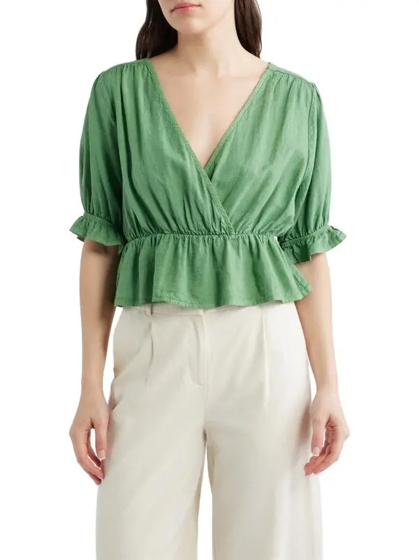 Deluc Felice Peplum Top - Green
