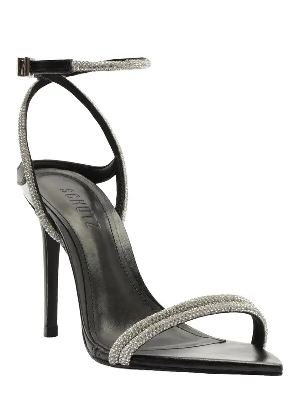 Schutz Skye Shine Ankle Strap Sandal - Black