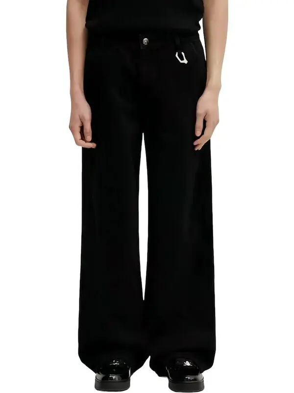 HELIOT EMIL D-ring Wide-leg Jeans - Black