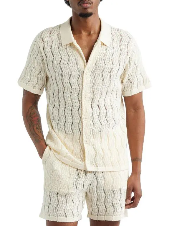 MAVRANS Oceanside Knit Button-up Shirt - Beige