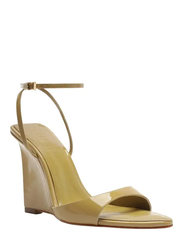 Schutz Elodie Ankle Strap Wedge Sandal - Ecru Olive