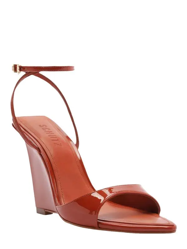 Schutz Elodie Ankle Strap Wedge Sandal - Sunset Ochre