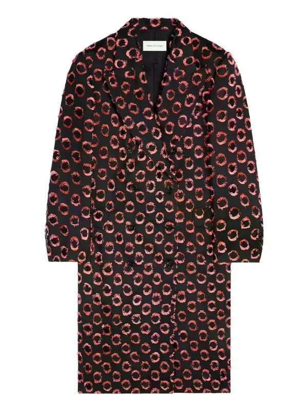 Dries Van Noten Patterned Double-breasted Coat - Black