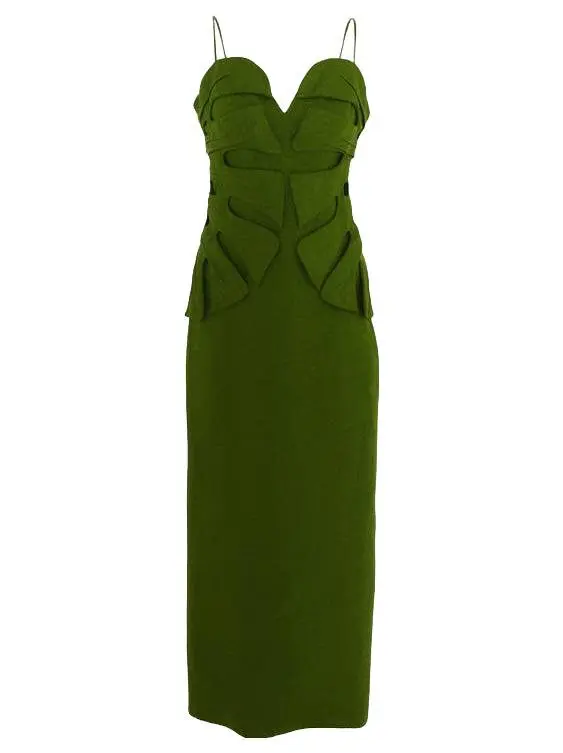 Farm Rio Monstera Leaf Linen Dress - Green