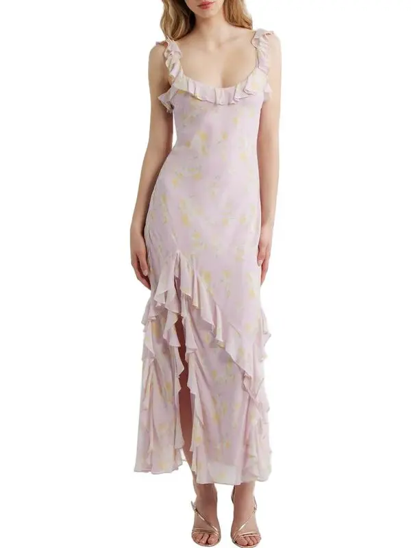 LoveShackFancy Roseline Ruffle Sleeveless Maxi Dress - Wisteria Sun