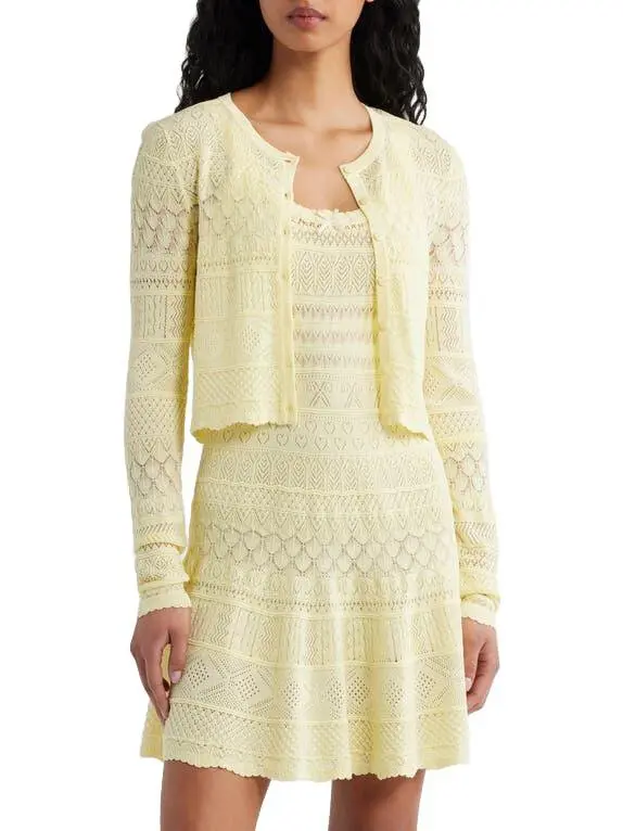 LoveShackFancy Brigette Pointelle Cardigan - Sugar Daisy