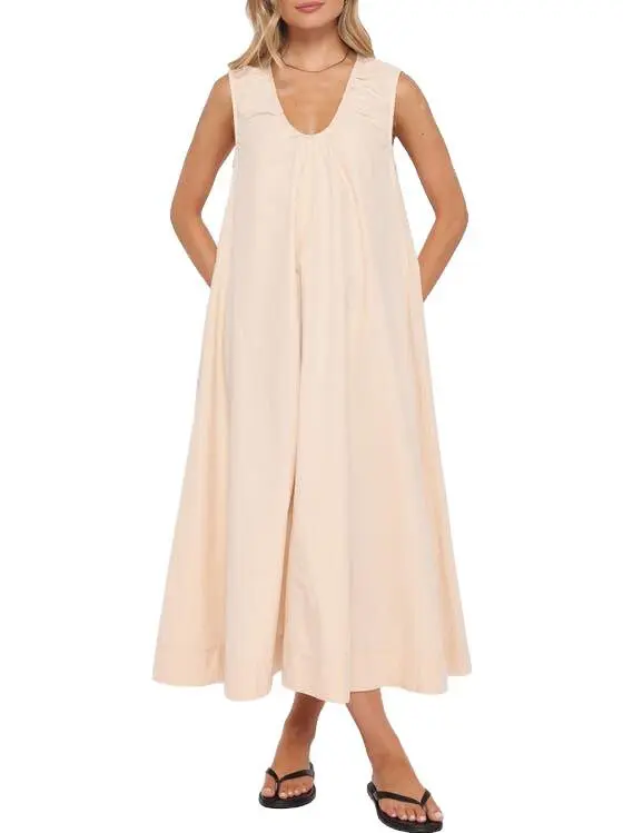 PETAL & PUP Laurita Cotton Maxi Dress - Oatmeal