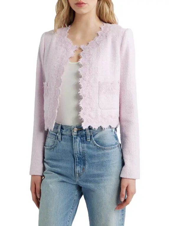 LoveShackFancy Erina Lace Trim Tweed Jacket - Parasol Blush