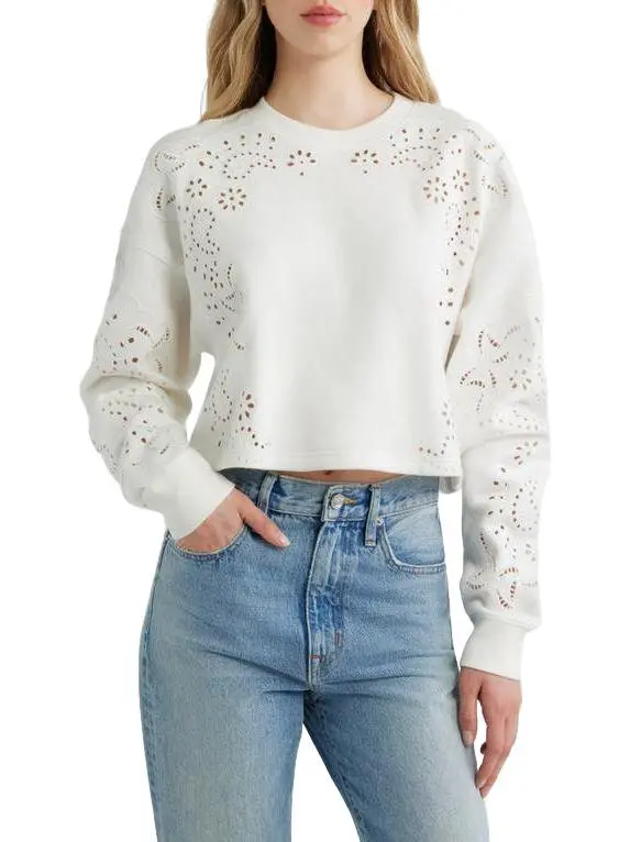 LoveShackFancy Lalo Eyelet Sweatshirt - True White