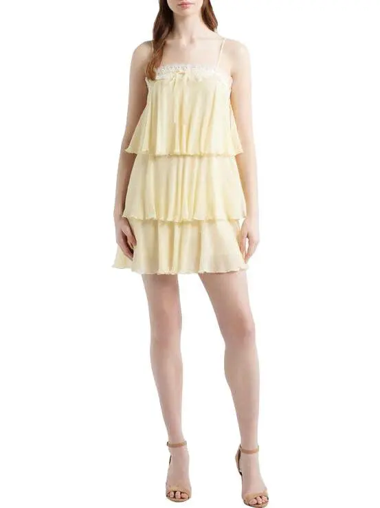 LoveShackFancy Cedra Layered Ruffle Dress - Butter Lemon