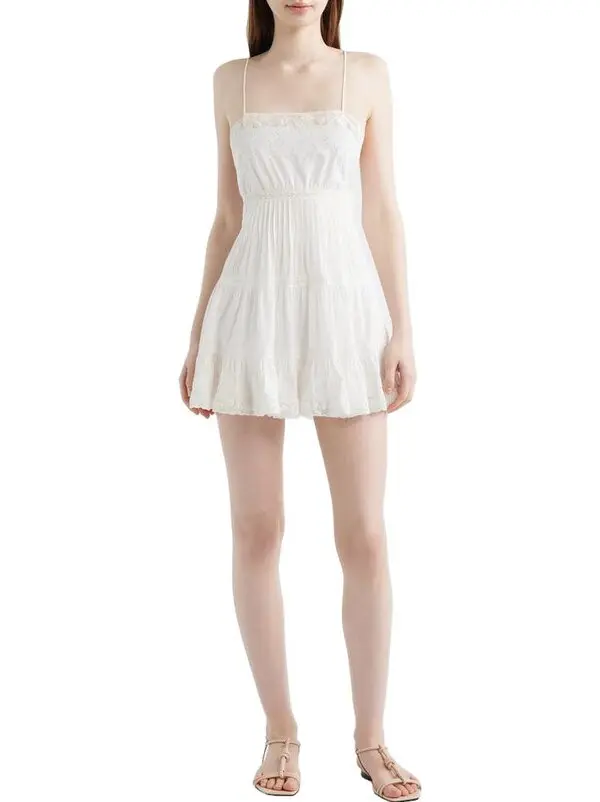 LoveShackFancy Zuri Lace Tiered Minidress - White