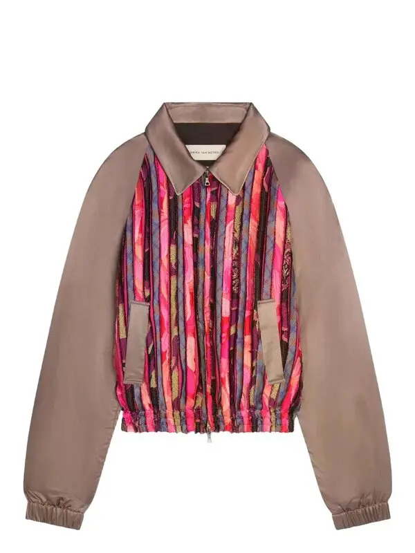 Dries Van Noten Striped Bomber Jacket - Brown