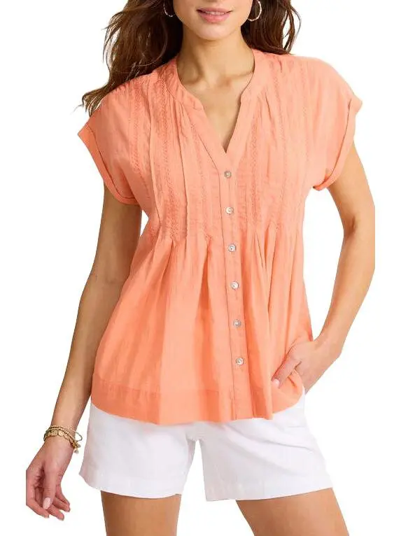 Tommy Bahama Voile Voyage Button-up Top - Peach Gelato