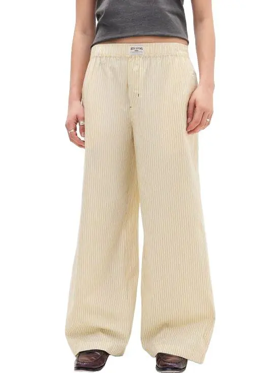 BDG URBAN OUTFITTERS Stripe Cotton Straight Leg Pants - Yellow