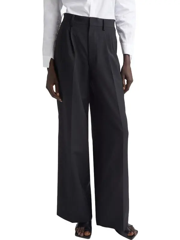 Junya Watanabe High-waisted Wide-leg Pleated Pants - Black