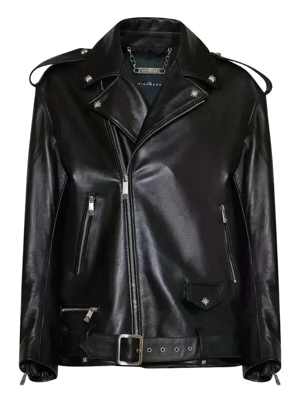 John Richmond Studded Leather Jacket - Black
