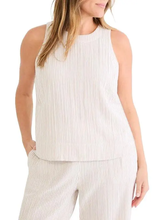 NIC+ZOE Pinstripe Gauze Sleeveless Top - Neutral Mix
