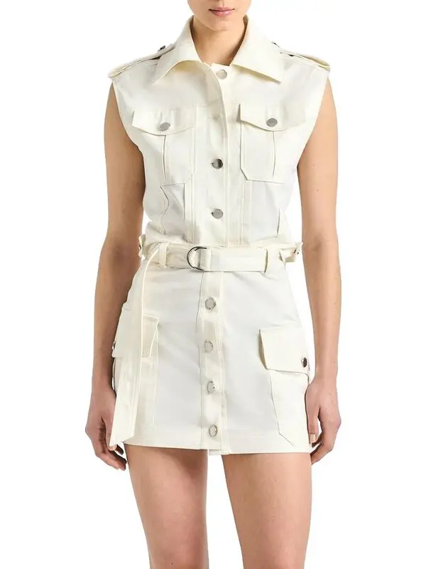 Derek Lam 10 Crosby Belted Cargo Miniskirt - Soft White
