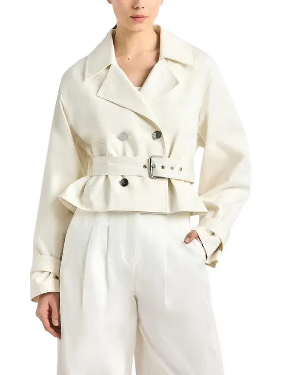 Derek Lam 10 Crosby Renata Crop Trench Jacket - Soft White