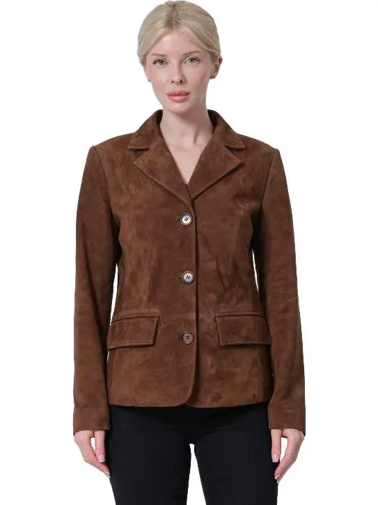 FURNIQ UK Esther Suede Jacket - Chestnut
