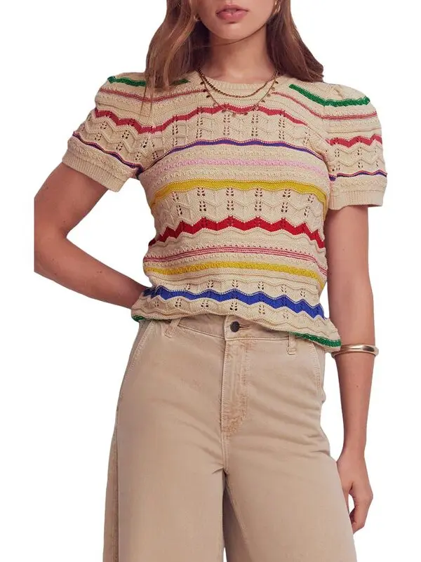 Boden Monica Stripe Pointelle Stitch Top - Multi Stripe
