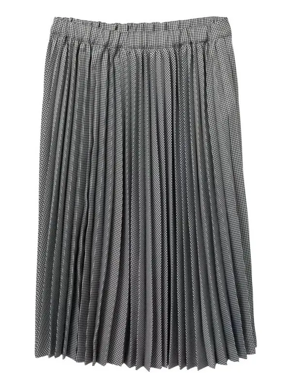 Comme Des Garçons Pleated Houndstooth Midi Skirt - Black