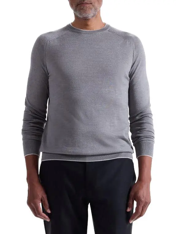 Bugatchi Tipped Merino Wool Sweater - Zinc