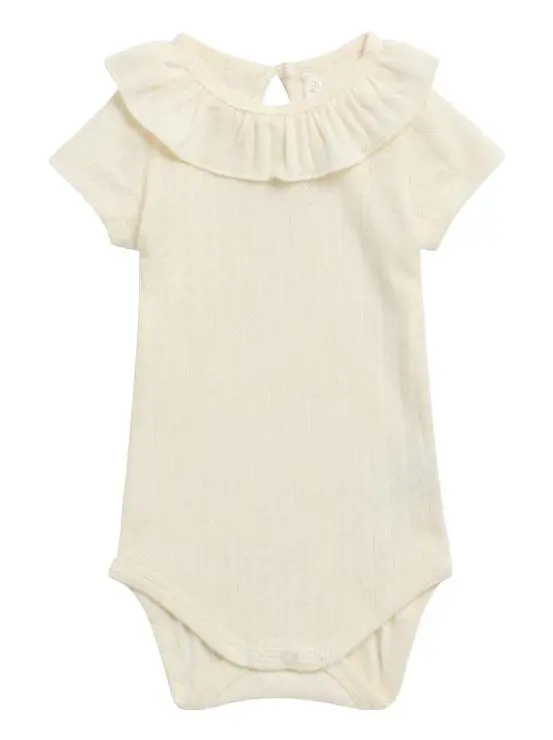 RYLEE + CRU Ruffle Collar Cotton Bodysuit - Ivory