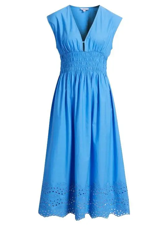Rails Roxanne Eyelet Embroidered Cotton Midi Dress - Harbor Blue