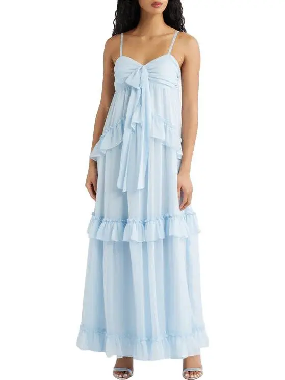 Lulus Markie Ruffle Tiered Evening Dress - Light Blue