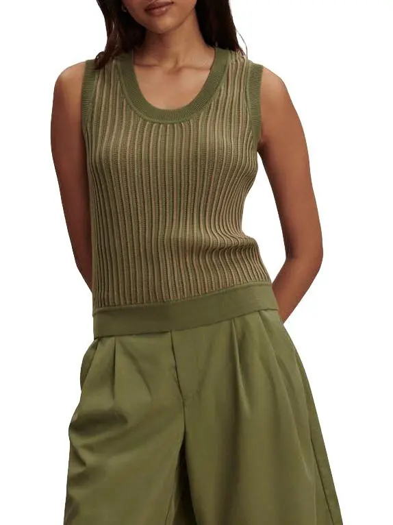 Varley Aldcroft Rib Knit Cotton Tank - Olivine