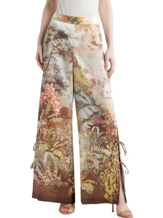 Kobi Halperin Helena Tie Hem Wide Leg Pants - Coral Multi