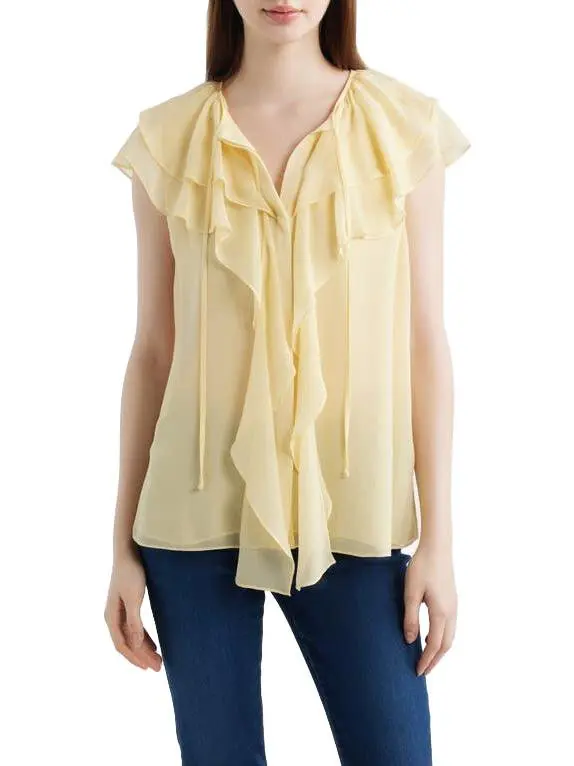 Kobi Halperin Maren Ruffle Cap-sleeve Top - Chamomile