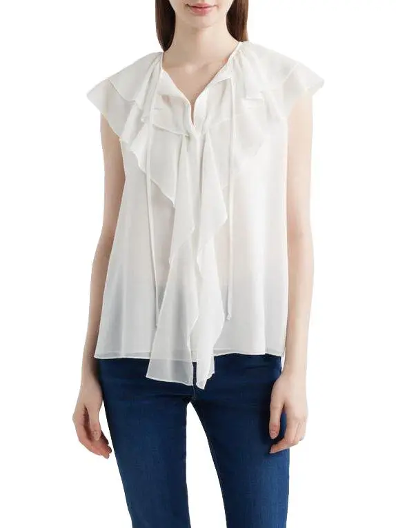 Kobi Halperin Maren Ruffle Cap-sleeve Top - White