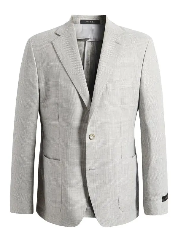Vince Relaxed-fit Glen Check Sport Coat - Light Grey/white