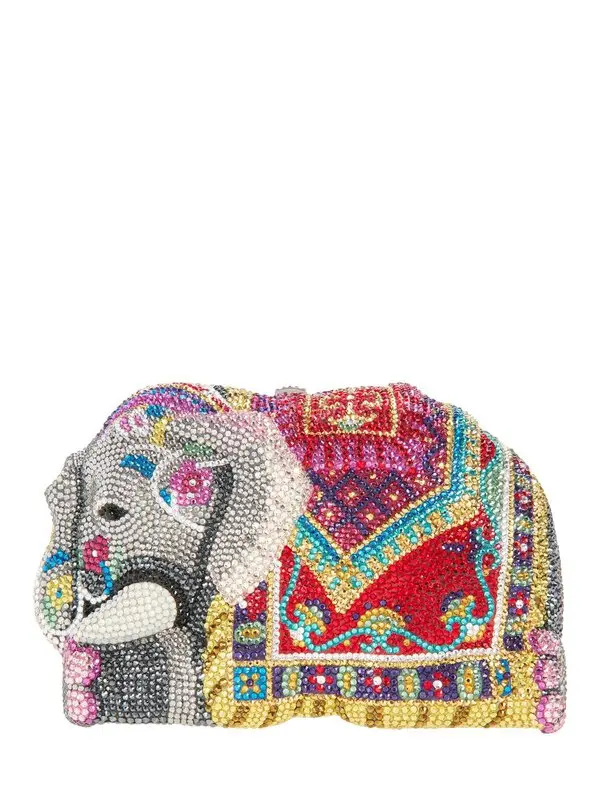 Judith Leiber Elephant Crystal Embellished Clutch - Silver Multi