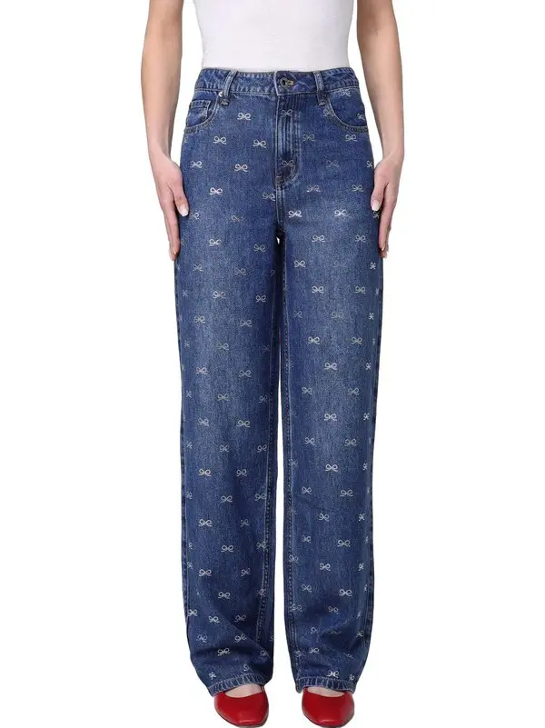 SELF-PORTRAIT Bow Printed Jeans - Blue