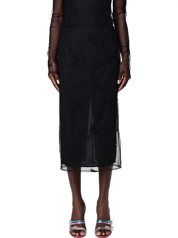 Blumarine Stretch Jersey Midi Skirt - Black