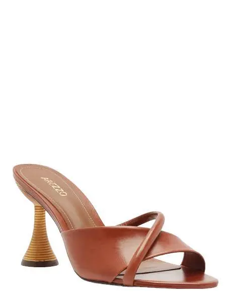 AREZZO Luca High Heel Pointed Toe Slides - Burnt Wood