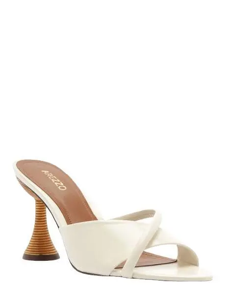AREZZO Luca High Heel Pointed Toe Slides - Crema White