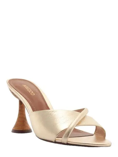 AREZZO Luca High Heel Pointed Toe Slides - Platino