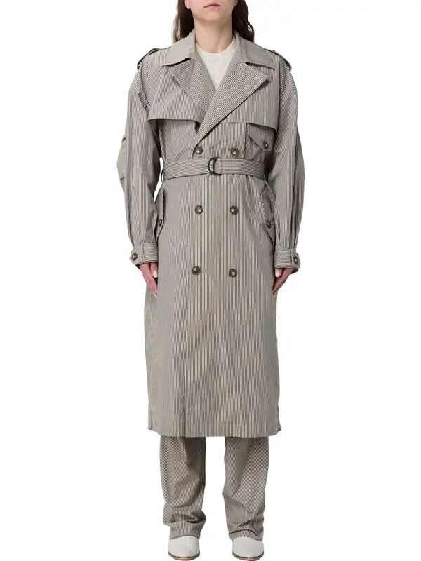 Isabel Marant Étoile Striped Cotton Double-breasted Trench Coat - Beige