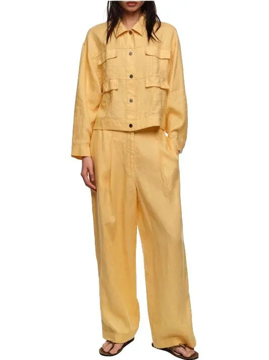 Bimba Y Lola Linen Boxy Jacket - Yellow