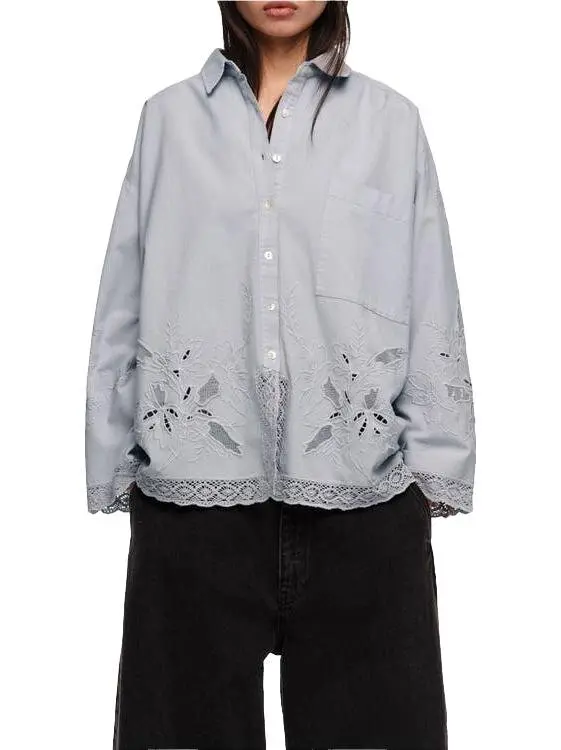 Bimba Y Lola Straight-fit Shirt With Embroidery - Light Blue