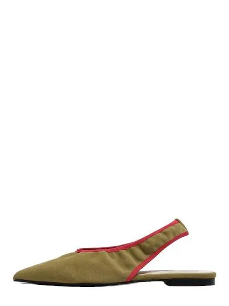 Bimba Y Lola Leather Slingback Ballerina - Khaki