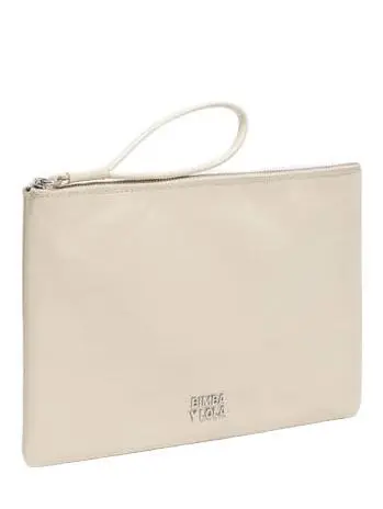 Bimba Y Lola Leather Zip Pouch - Ivory