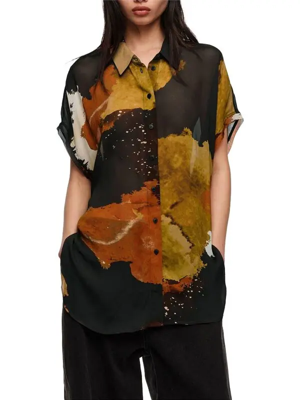 Bimba Y Lola Blot Shirt With Flowing Sleeves - Blot Xl Black