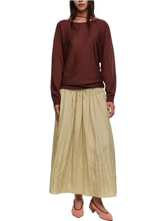 Bimba Y Lola Ruched A-line Midi Skirt - Dots Mini Olive